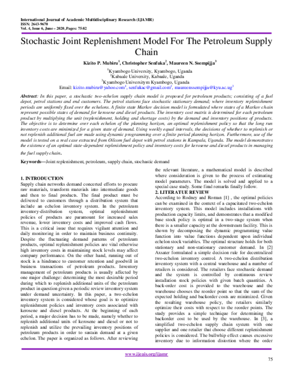 (PDF) Stochastic Joint Replenishment Model For The Petroleum Supply Chain
