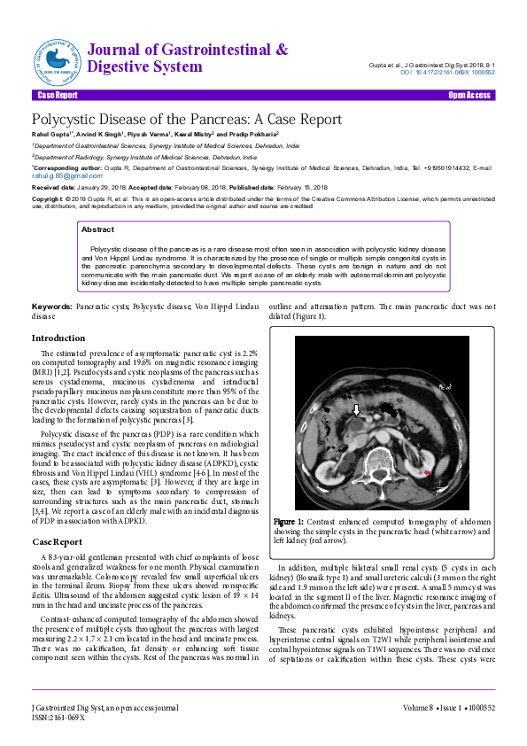 (PDF) Polycystic Disease of the Pancreas: A Case Report