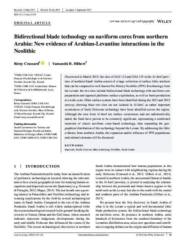 (PDF) Bidirectional blade technology on naviform cores from northern ...