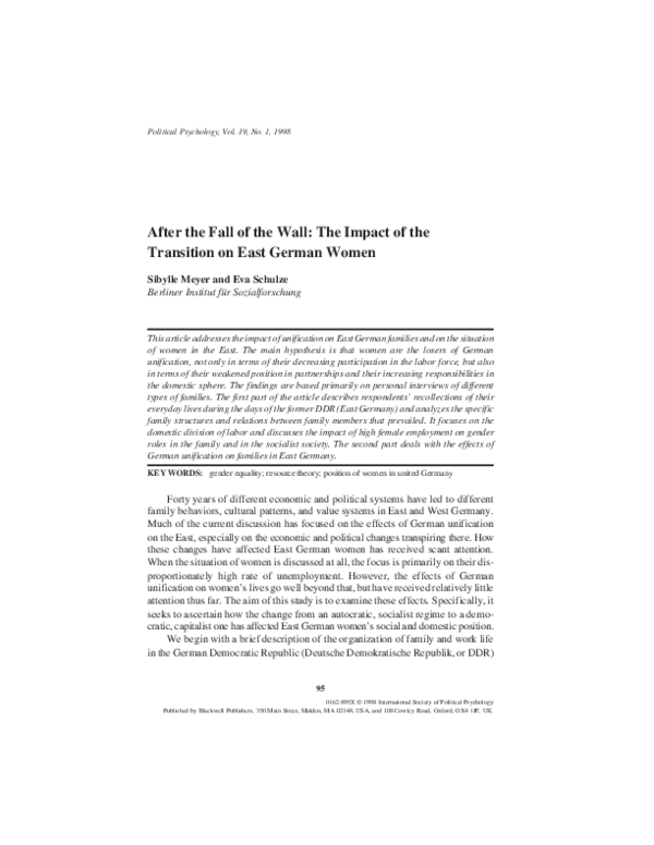 (PDF) After the Fall of the Wall: The Impact of the Transition on East ...