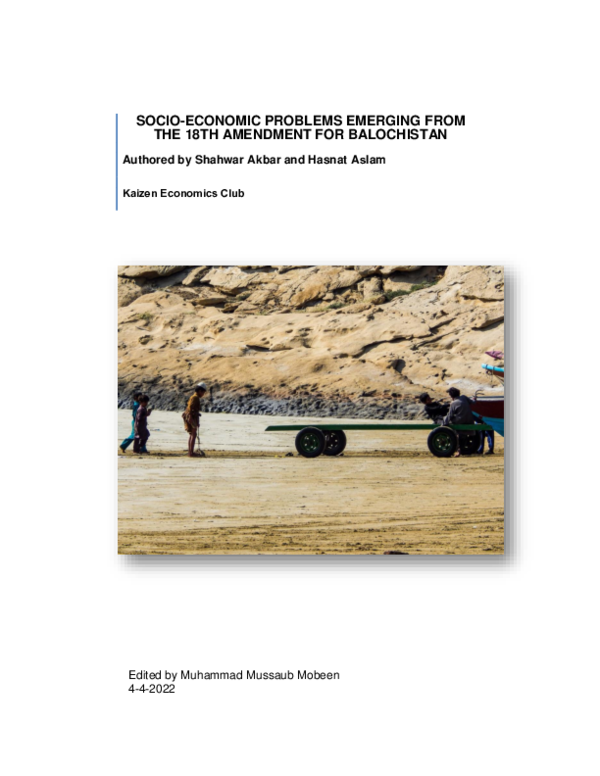 (PDF) SOCIO-ECONOMIC PROBLEMS EMERGING FROM THE 18TH AMENDMENT FOR ...