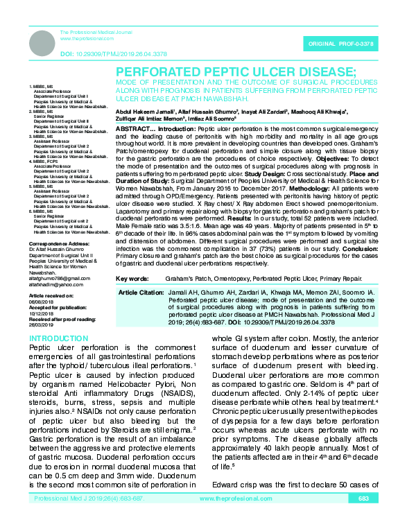 (PDF) Perforated Peptic Ulcer Disease