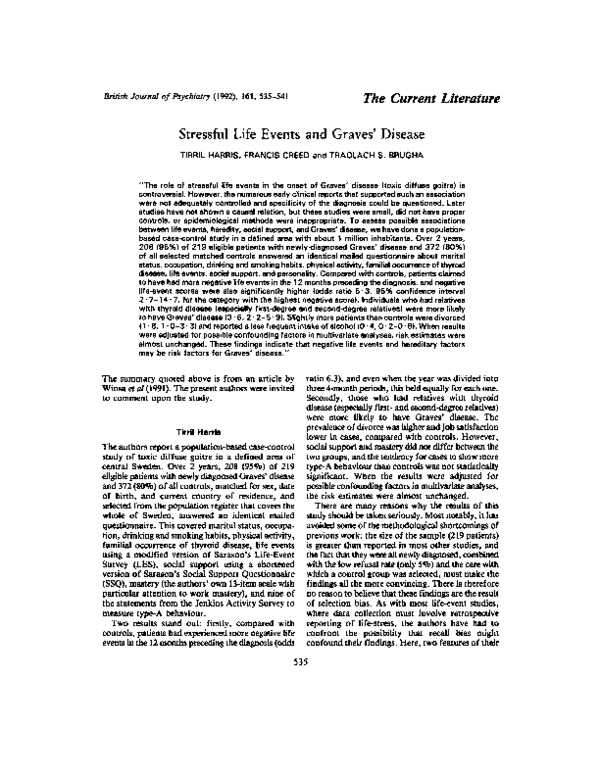 (PDF) Stressful life events and Graves' disease