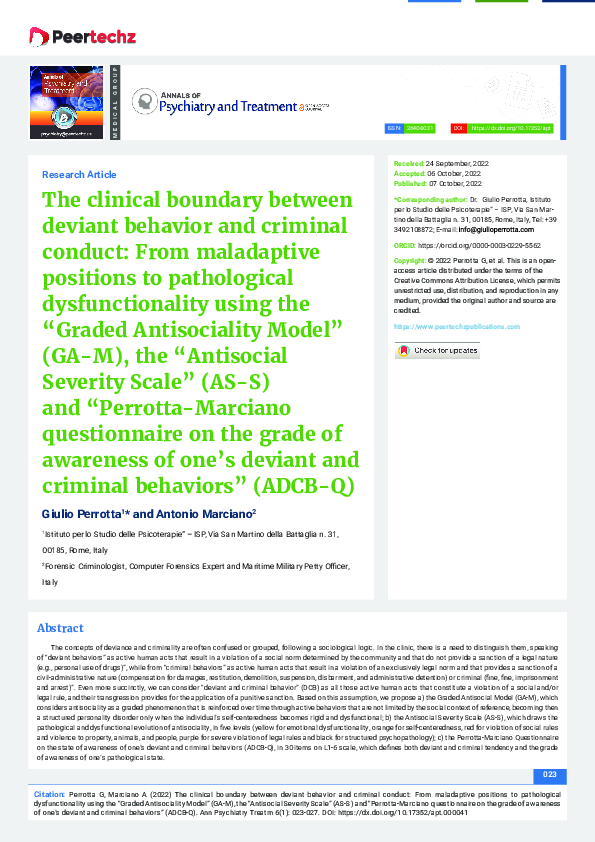 (PDF) The clinical boundary between deviant behavior and criminal ...
