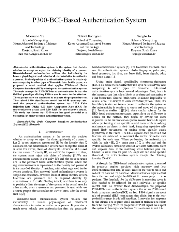 (PDF) P300-BCI-based authentication system