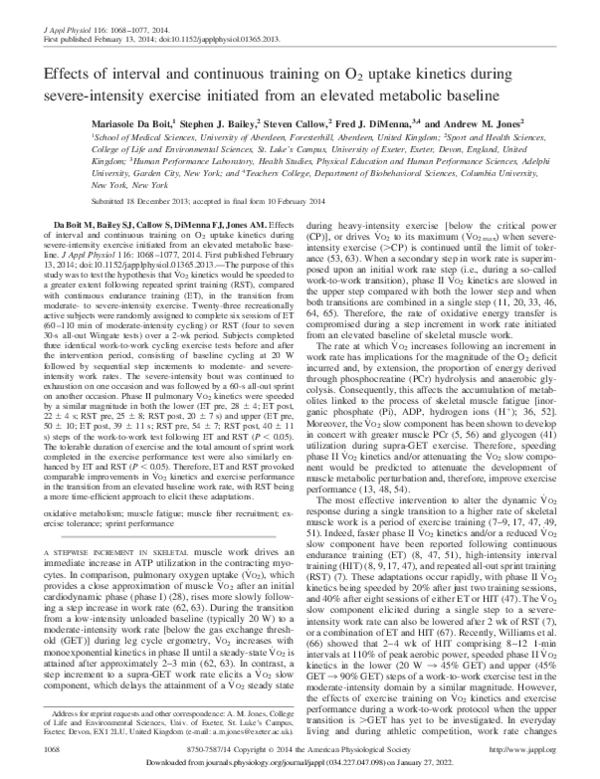 (PDF) Effects of interval and continuous training on O2 uptake kinetics ...