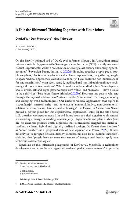 (PDF) Is This the Rhizome? Thinking Together with Fleur Johns