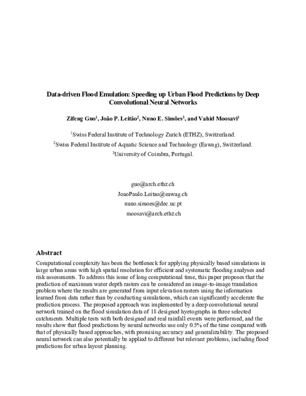 (PDF) Data‐driven flood emulation: Speeding up urban flood predictions ...