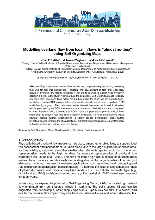 Pdf Modeling Overland Flow From Local Inflows In Almost No Time Using Self Organizing Maps