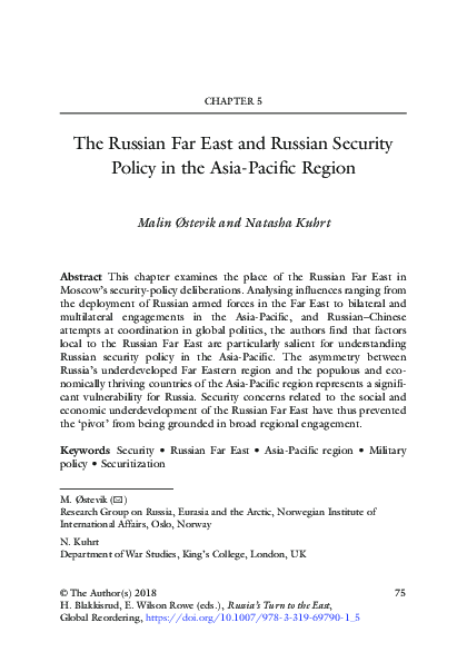 (PDF) The Russian Far East and Russian Security Policy in the Asia ...