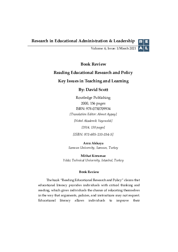(PDF) Reading Educational Research and Policy Key Issues in Teaching ...