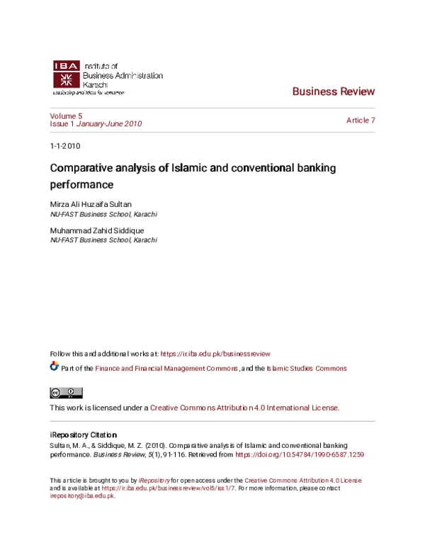 (PDF) Comparative Analysis of Islamic and Conventional Banking Performance