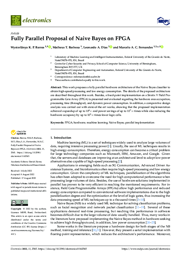 Pdf Fully Parallel Proposal Of Naive Bayes On Fpga