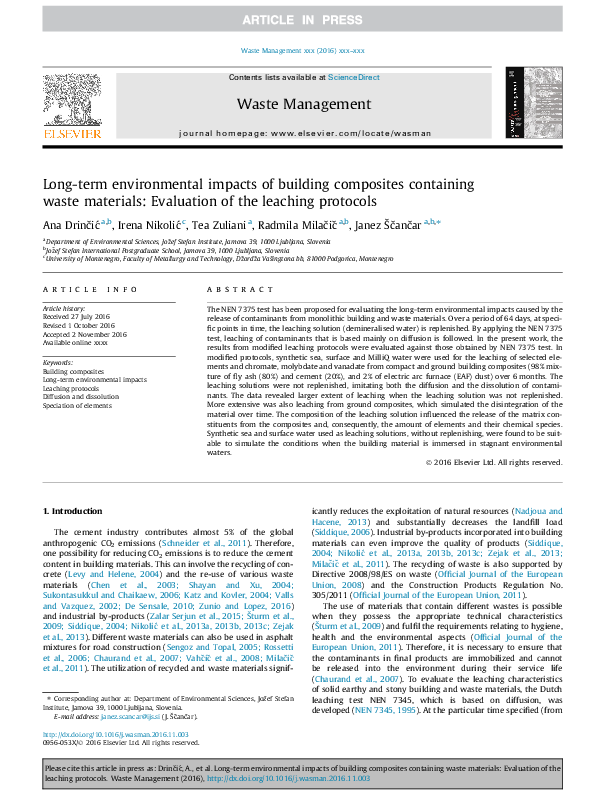 (PDF) Long-term environmental impacts of building composites containing ...