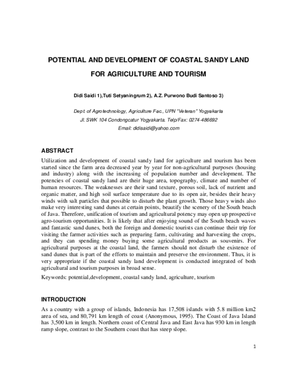 (PDF) Potential and Development of Coastal Sandy Landfor Agriculture ...