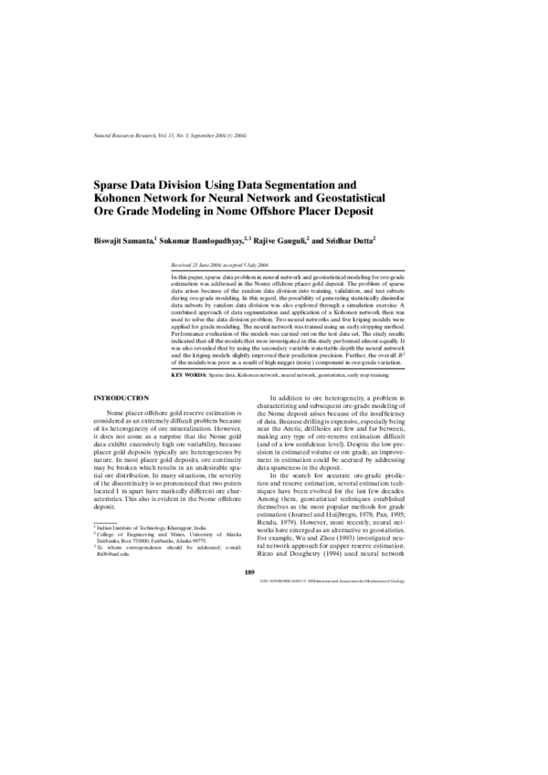 Pdf Sparse Data Division Using Data Segmentation And Kohonen Network