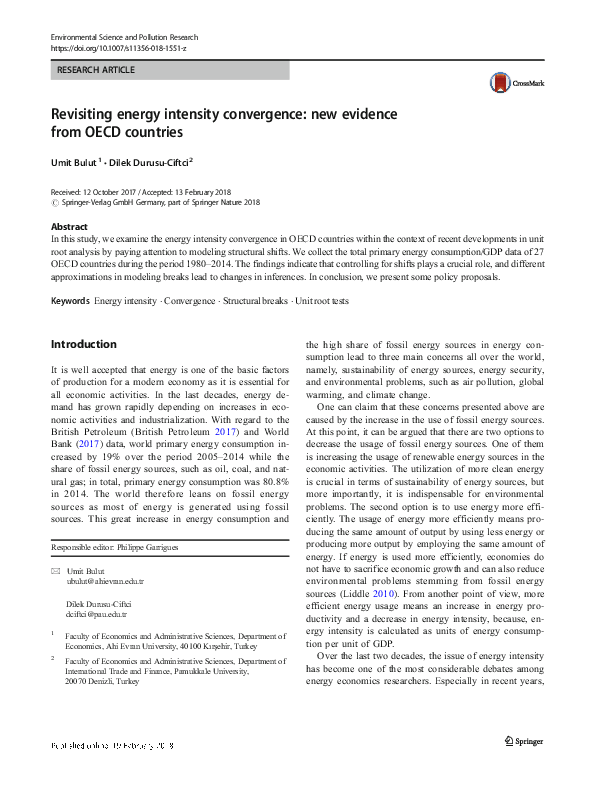 (PDF) Revisiting energy intensity convergence: new evidence from OECD ...