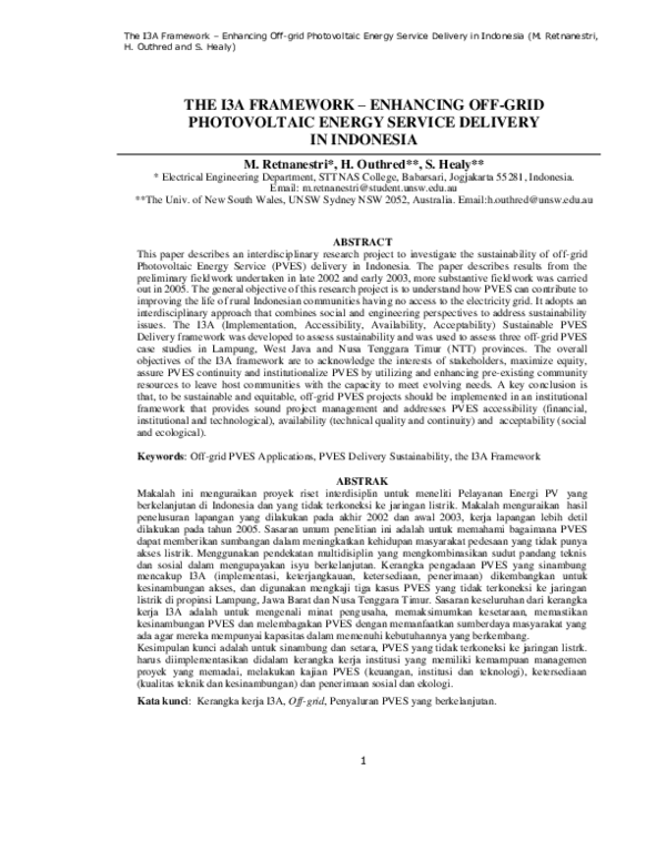 (PDF) The I3A Framework–Enhancing Off-grid Photovoltaic Energy Service ...