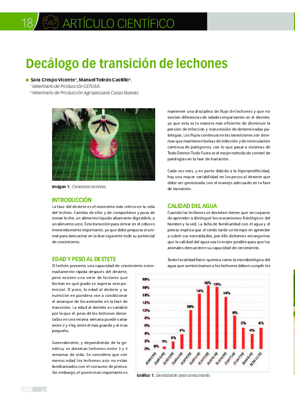 (PDF) Decálogo de transición de lechones