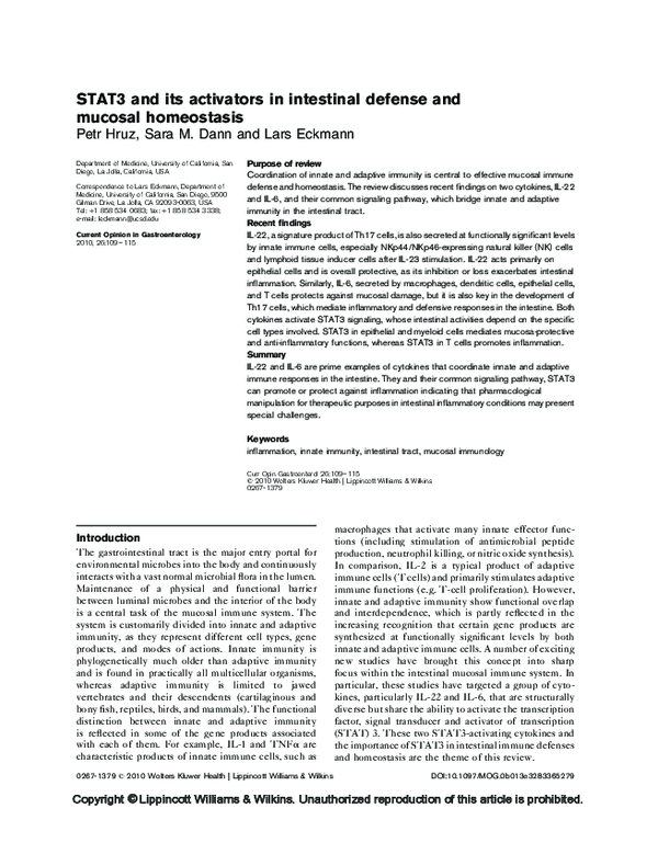 (PDF) STAT3 and its activators in intestinal defense and mucosal ...