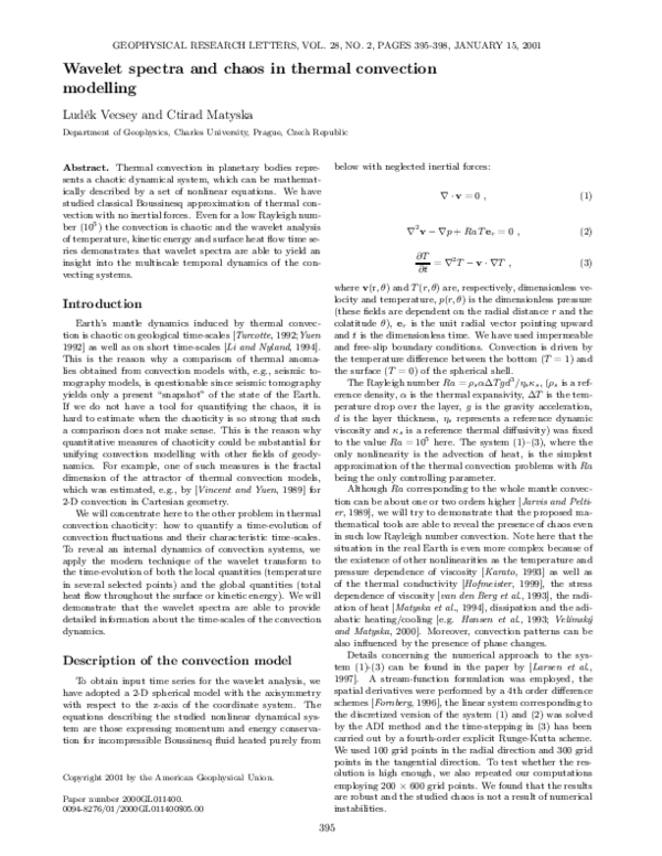 (PDF) Wavelet spectra and chaos in thermal convection modelling | Luděk Vecsey - Academia.edu