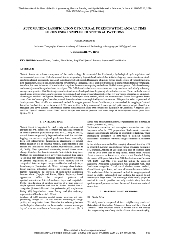 (PDF) Automated Classification of Natural Forests with Landsat Time Series Using Simplified ...