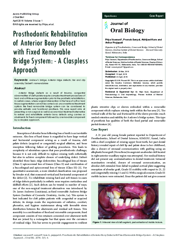 (PDF) Prosthodontic Rehabilitation of Anterior Bony Defect with Fixed ...