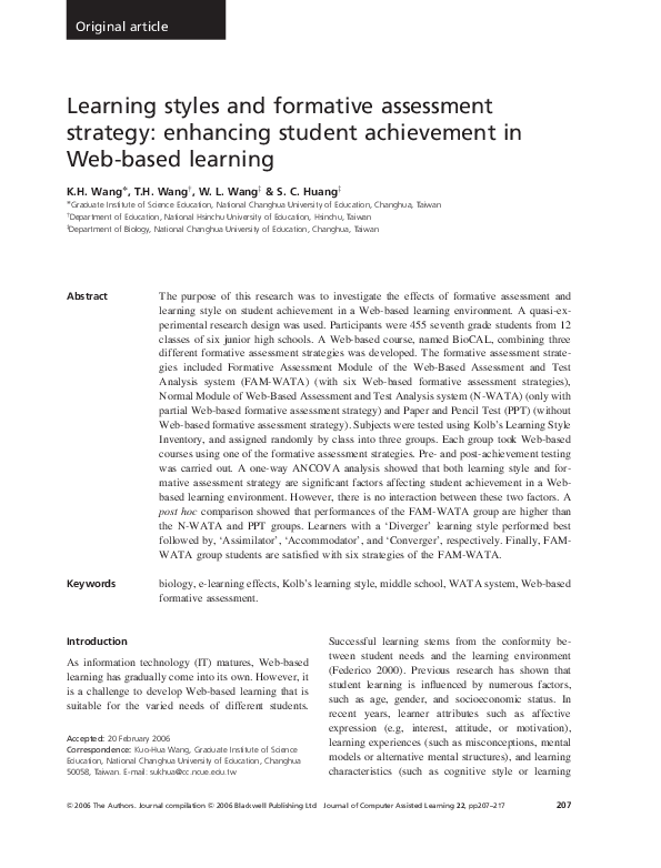 (PDF) Learning styles and formative assessment strategy: enhancing student achievement in Web ...