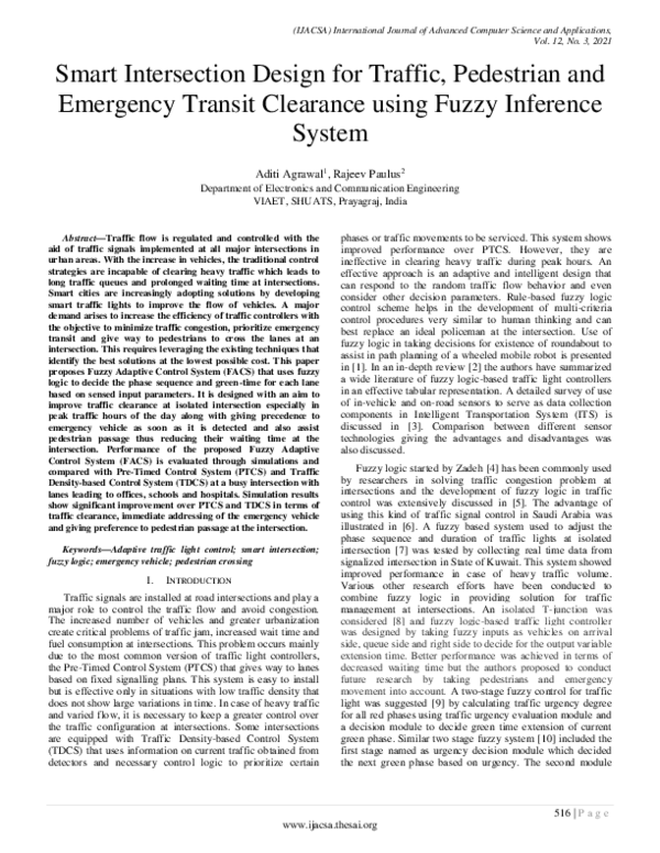 Pdf Smart Intersection Design For Traffic Pedestrian And Emergency Transit Clearance Using
