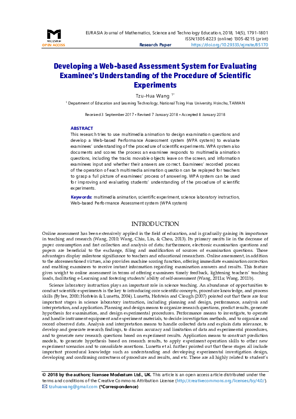 (PDF) Developing a Web-based Assessment System for Evaluating Examinee’s Understanding of the ...