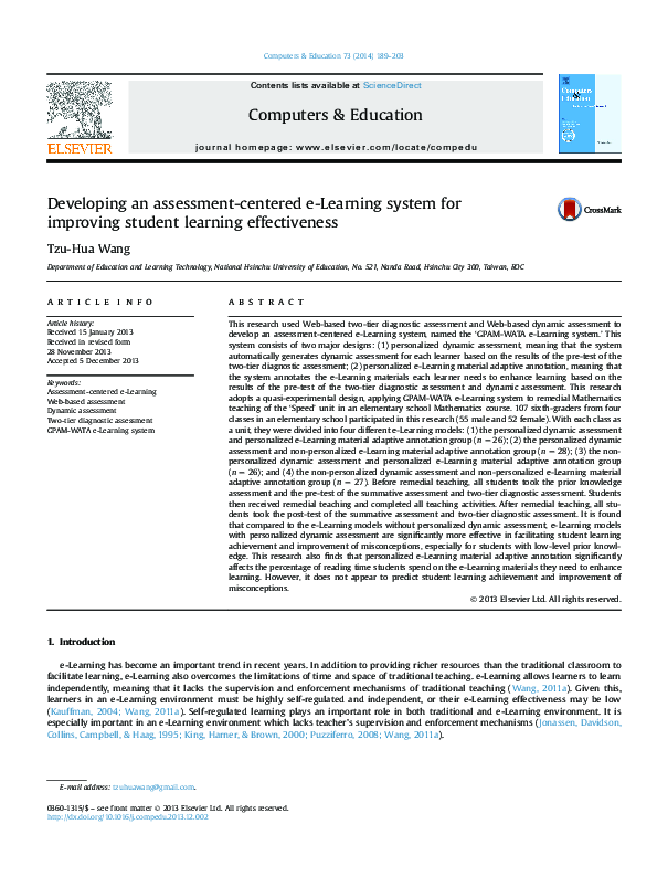 (PDF) Developing an assessment-centered e-Learning system for improving student learning ...