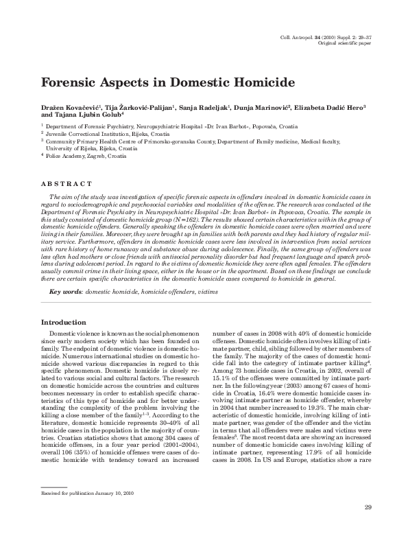 (PDF) Forensic aspects in domestic homicide