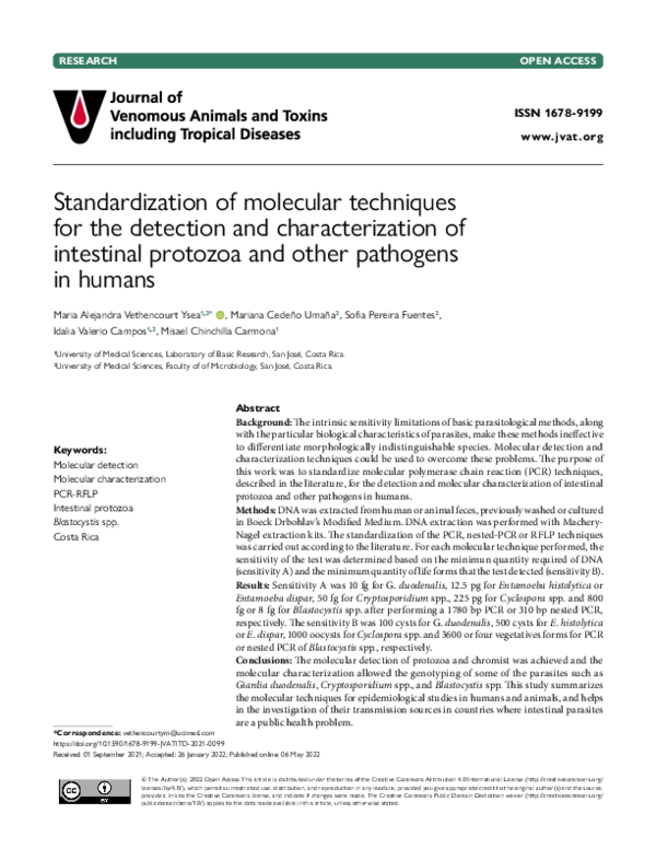 (PDF) Standardization of molecular techniques for the detection and ...