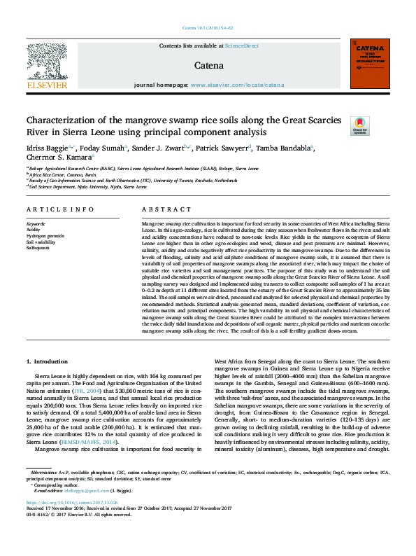 (PDF) Characterization of the mangrove swamp rice soils along the Great ...