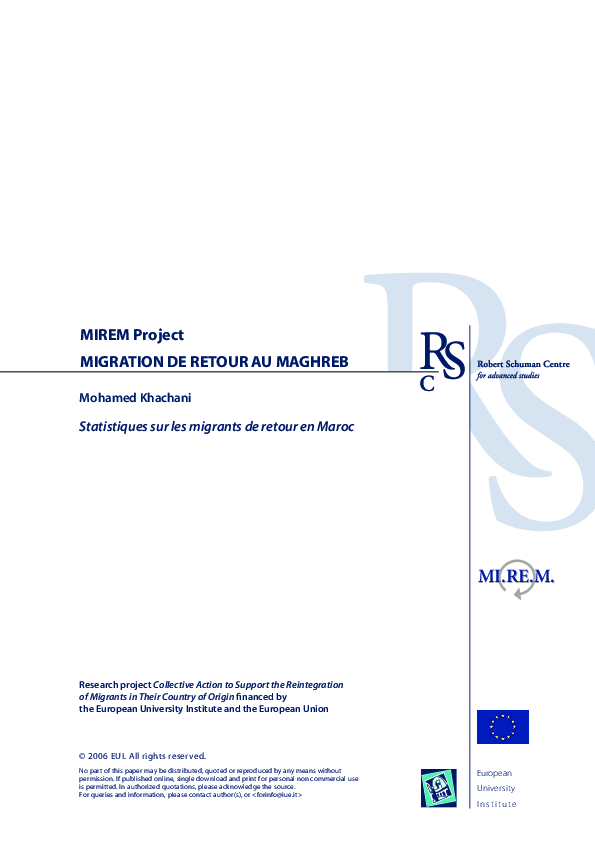 (PDF) Migration de retour au Maroc : une approche socio-économique et ...