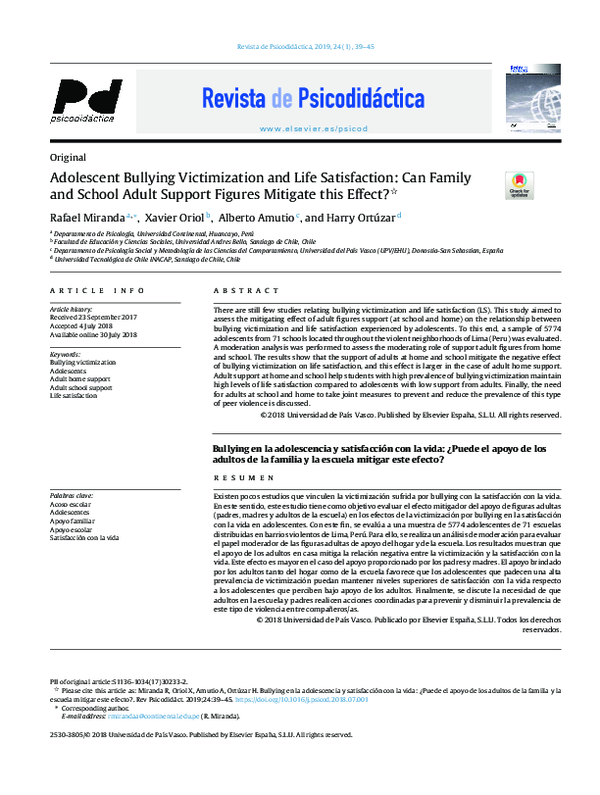 (PDF) Adolescent Bullying Victimization and Life Satisfaction: Can ...
