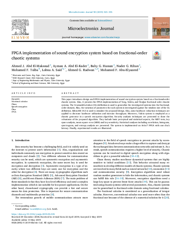 (PDF) FPGA implementation of sound encryption system based on ...