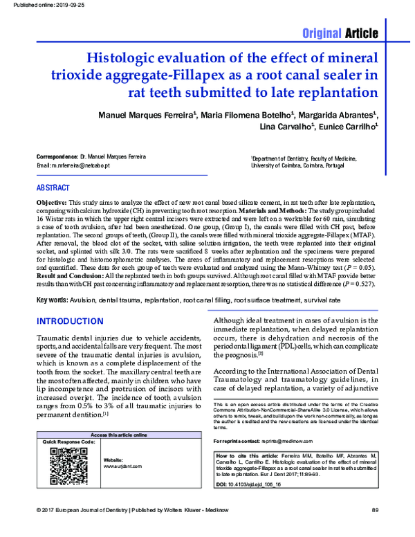 (PDF) Histologic evaluation of the effect of mineral trioxide aggregate ...