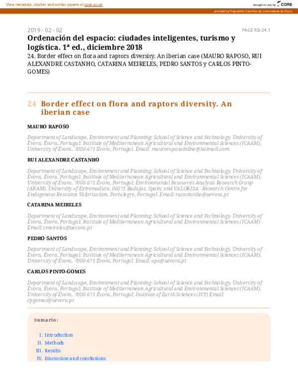(PDF) Border effect on flora and raptors diversity. An Iberian case