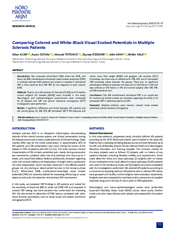 (PDF) Comparing Coloured and Black-White Visual Evoked Potentials Vep ...