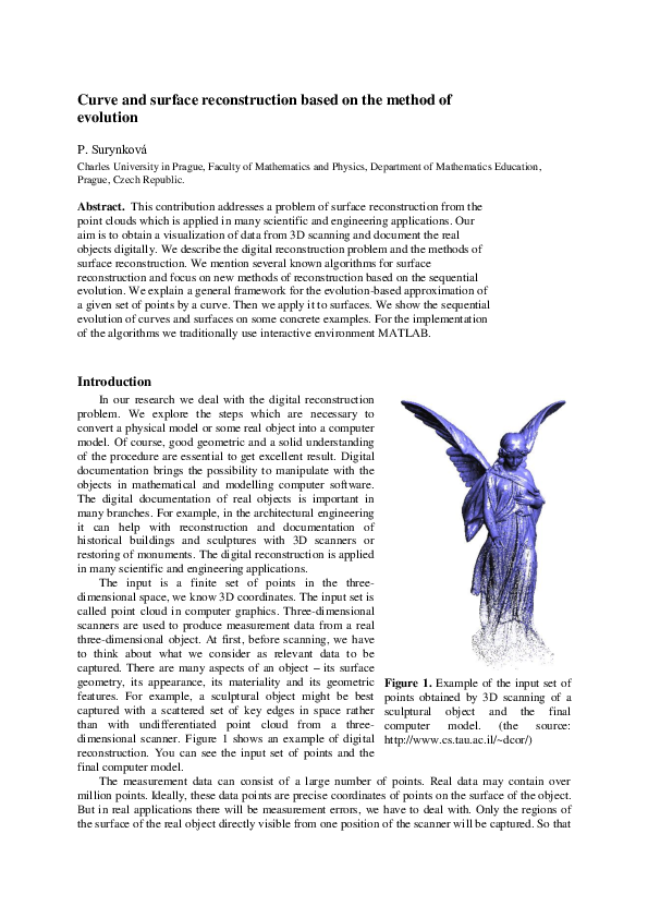 (PDF) Curve and surface reconstruction based on the method of evolution