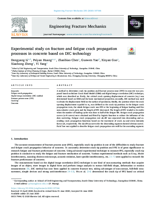 (PDF) Experimental study on fracture and fatigue crack propagation processes in concrete based ...