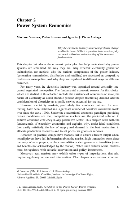 (PDF) Power System Economics