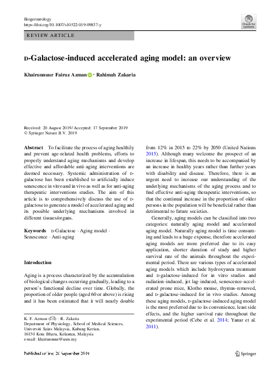 (PDF) d-Galactose-induced accelerated aging model: an overview