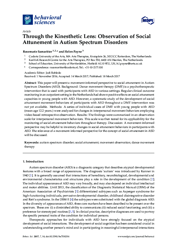 Through the Kinesthetic Lens: Observation of Social Attunement in ...