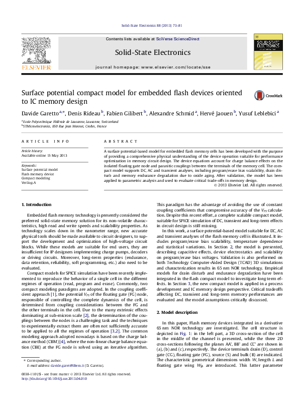 (PDF) Surface potential compact model for embedded flash devices ...