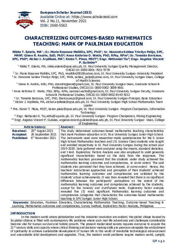 (PDF) Characterizing Outcomes-Based Mathematics Teaching: Mark of ...