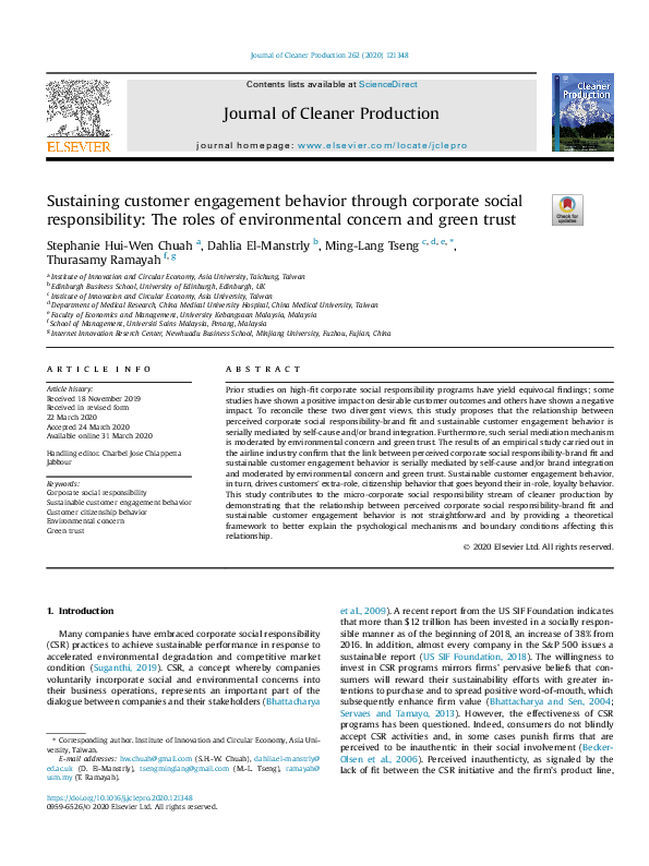 (PDF) Sustaining customer engagement behavior through corporate social ...