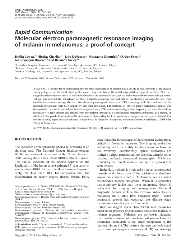 (PDF) Molecular electron paramagnetic resonance imaging of melanin in ...