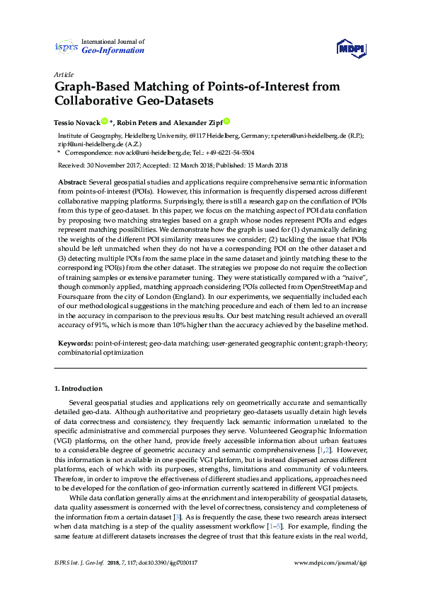 (PDF) Graph-Based Matching of Points-of-Interest from Collaborative Geo-Datasets